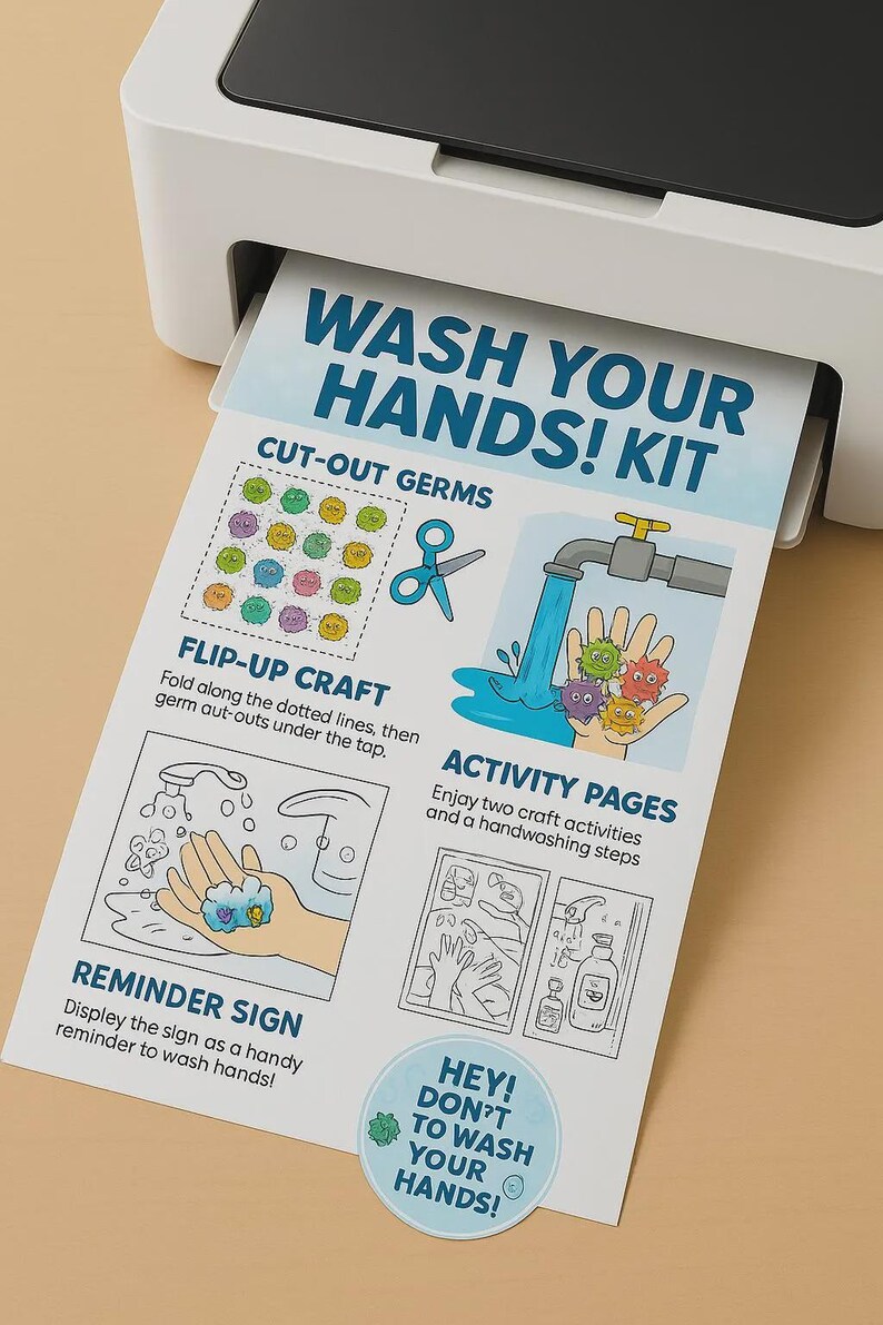 Handwashing Hygiene Kit: Germ Sort Game, Posters, Coloring Pages ...