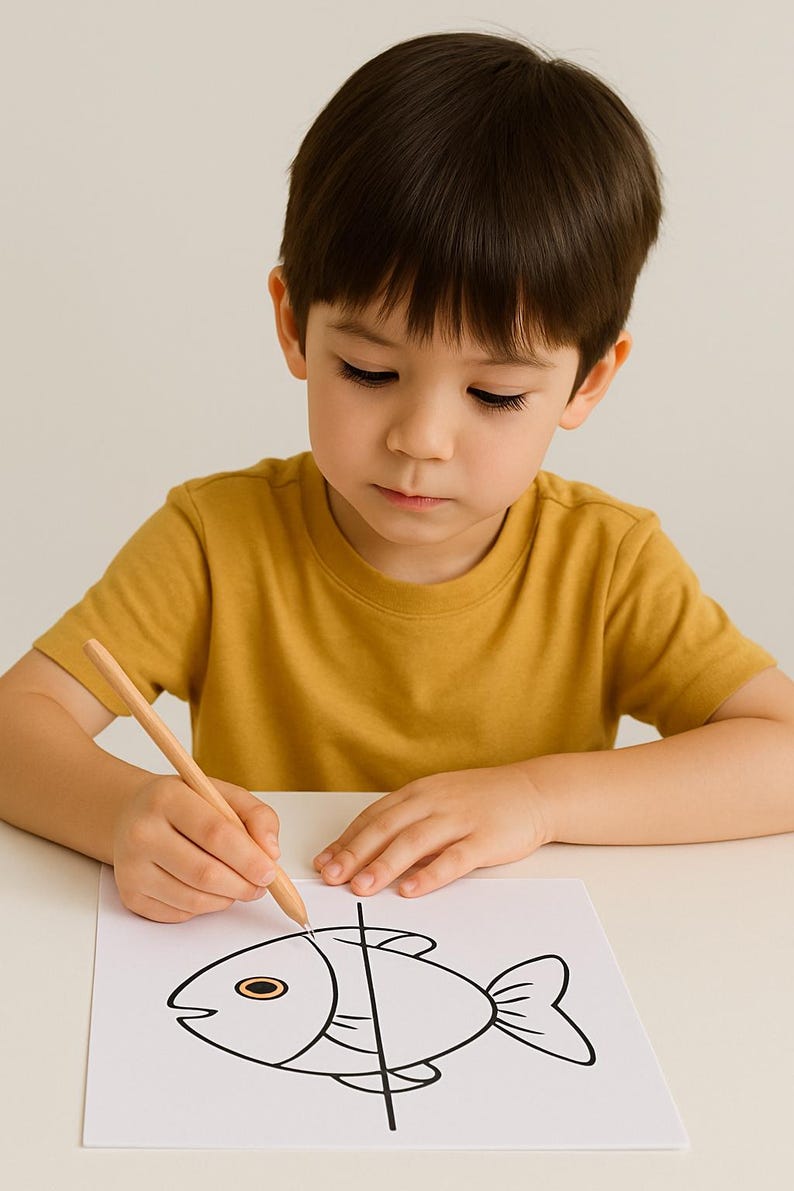 Symmetry Drawing Activity: Printable Kids Worksheet (PDF) - Etsy