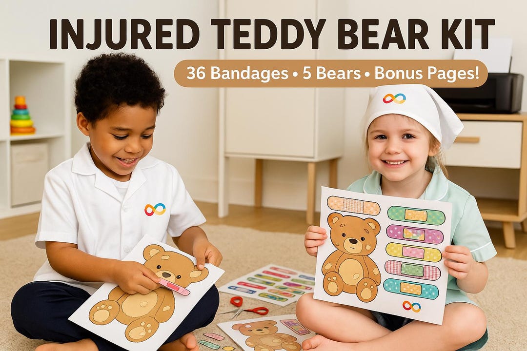 Injured Teddy Bear Printable Kit: Empathy Activity, Coloring Pages (PDF ...