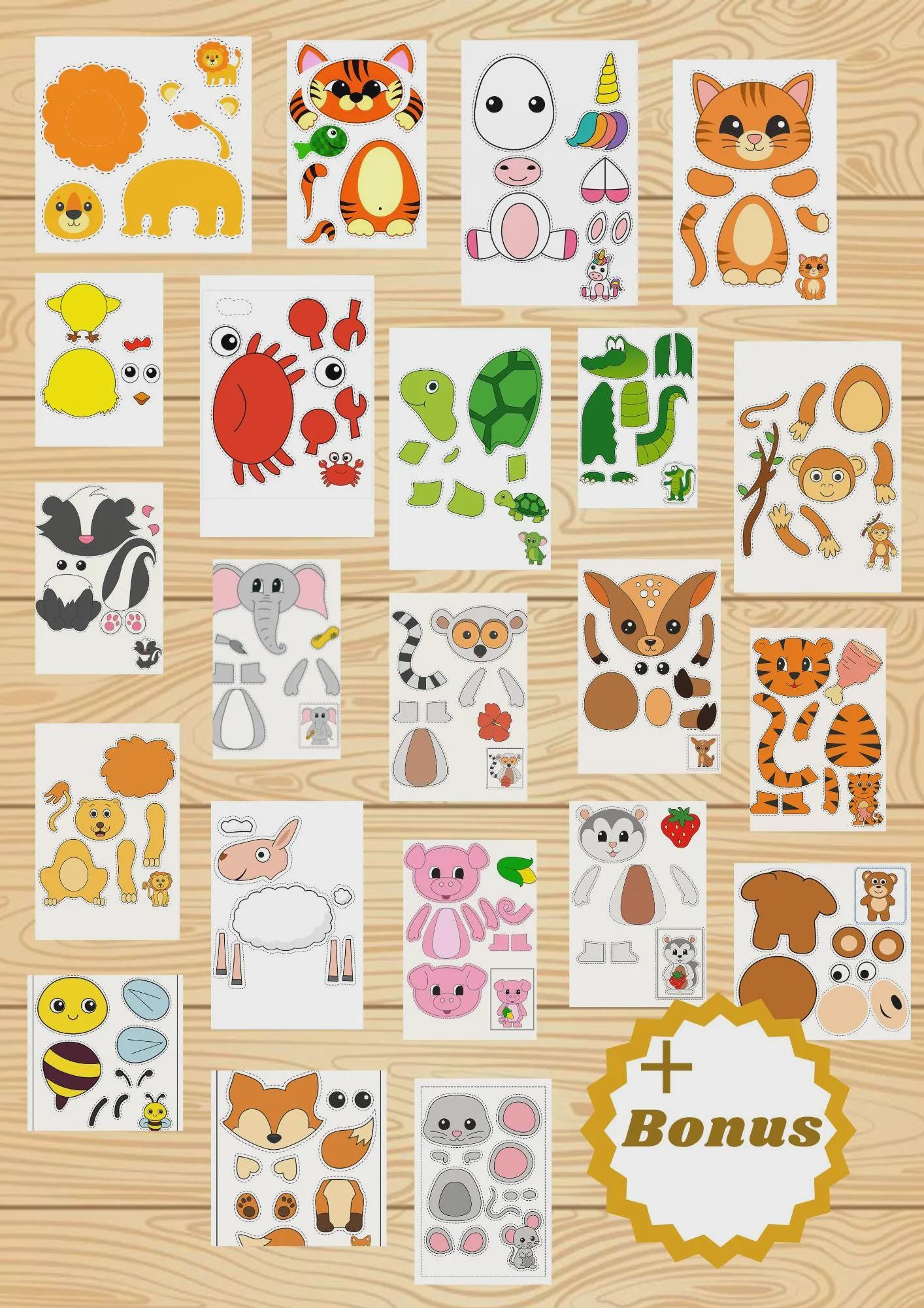 Cut and Paste Animal Crafts: Fine Motor Skills Activity (PDF Download ...
