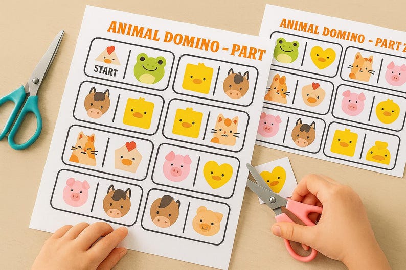 Printable Farm Animal Domino Game: Matching Activity for Kids (PDF) - Etsy