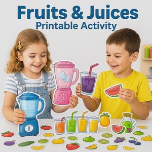 Juice Time! Printable Activity Kit: Cut, Match & Blend Fun - Etsy