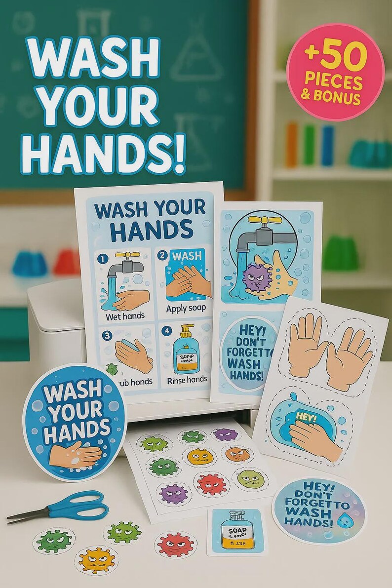 Handwashing Hygiene Kit: Germ Sort Game, Posters, Coloring Pages ...
