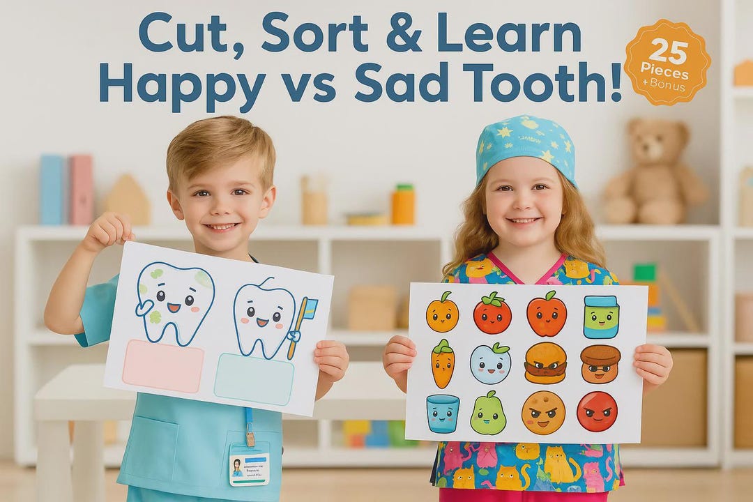 Happy Vs Sad Tooth Activity: Dental Health Kit for Kids (PDF A4 ...