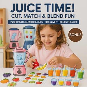 Juice Time! Printable Activity Kit: Cut, Match & Blend Fun - Etsy
