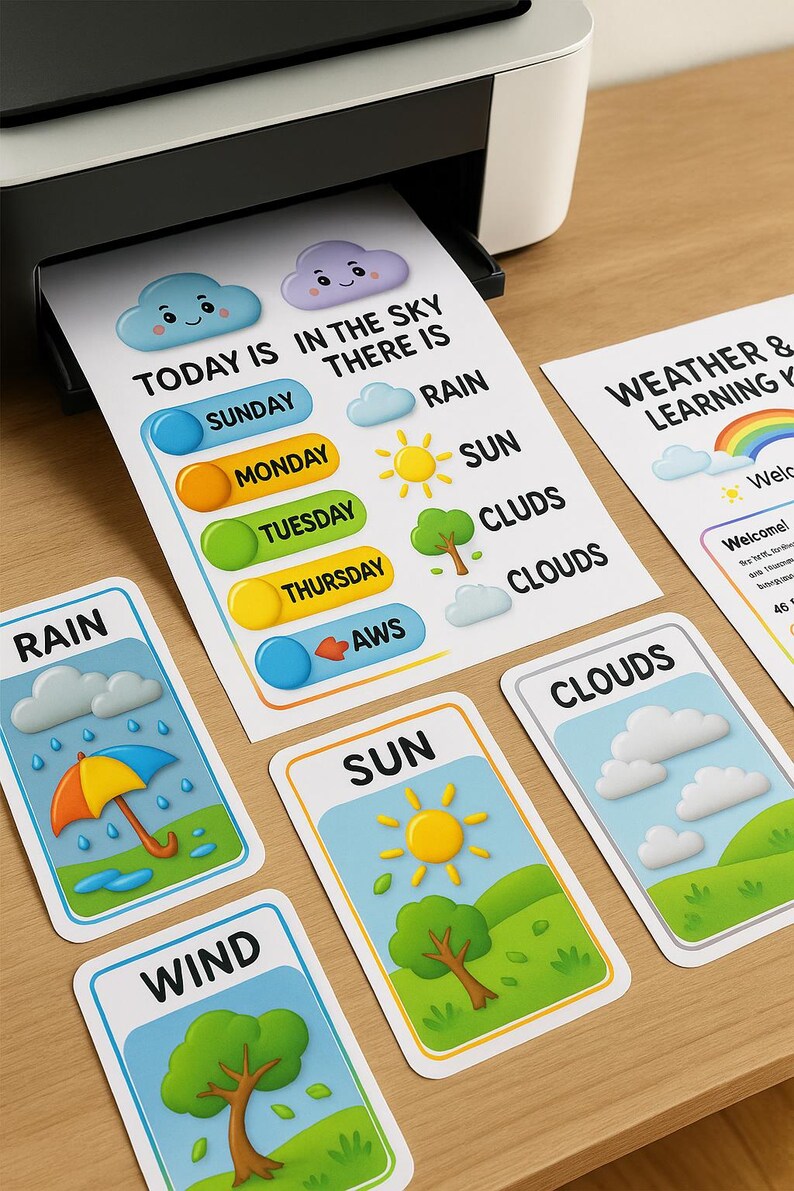 Weather & Days Learning Kit: Printable Educational Flashcards - Etsy