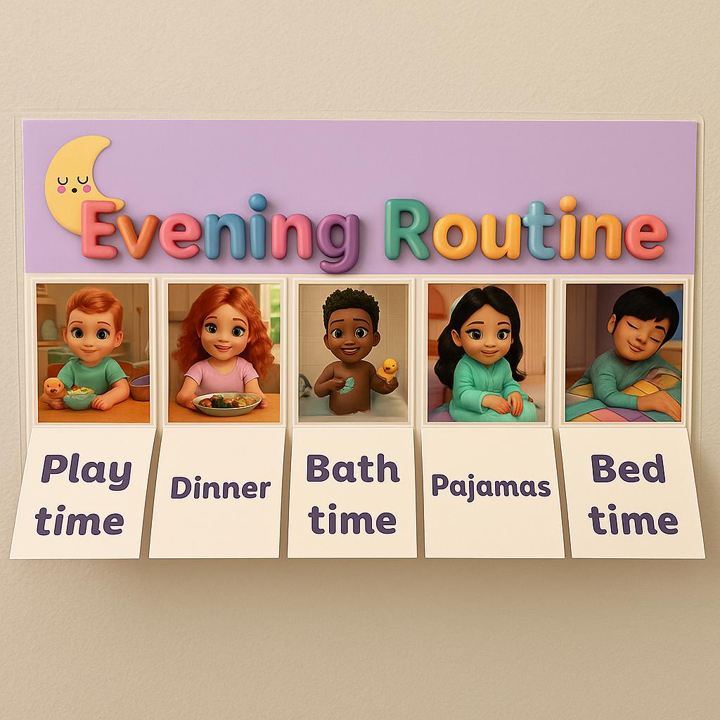 Kids Daily Routine Chart: Visual Morning & Evening Schedule With Reward ...