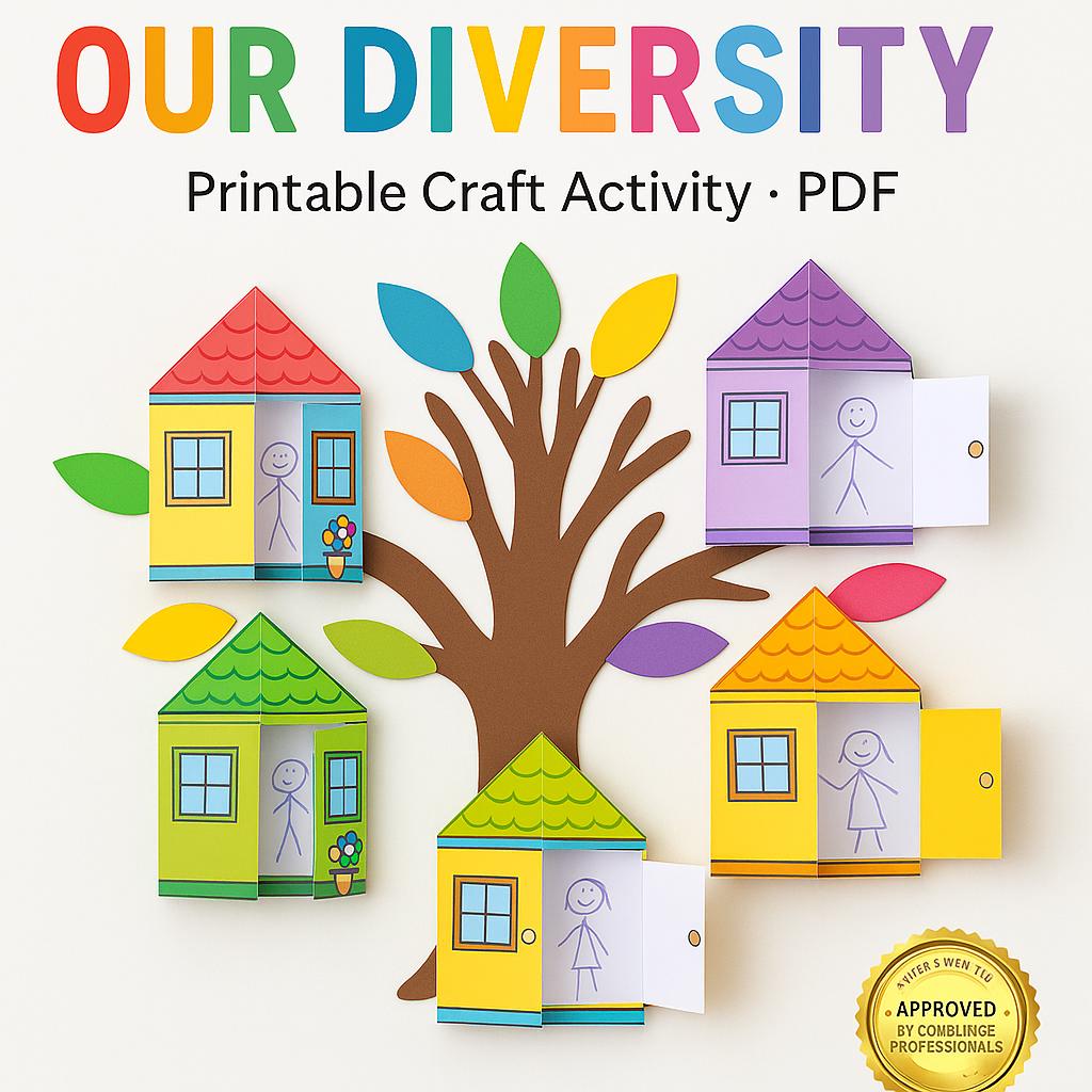 Diversity Paper House Craft & Family Tree Bulletin Board (printable ...