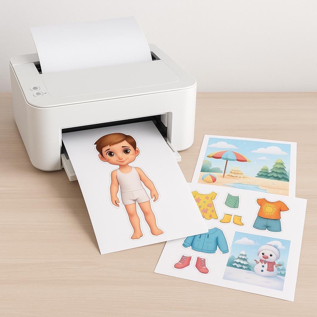Paper Doll Weather Dress-up Kit – Printable Paper Dolls With Outfits ...