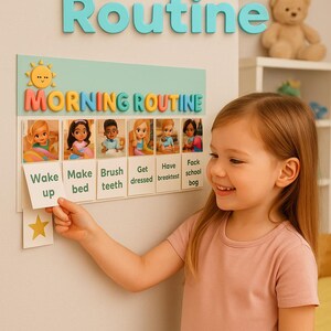 Kids Daily Routine Chart: Visual Morning & Evening Schedule With Reward ...