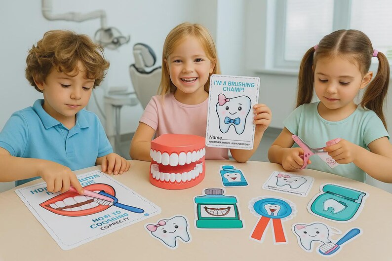 Printable Dental Health Pretend Play Kit: Brushing Game & Coloring ...