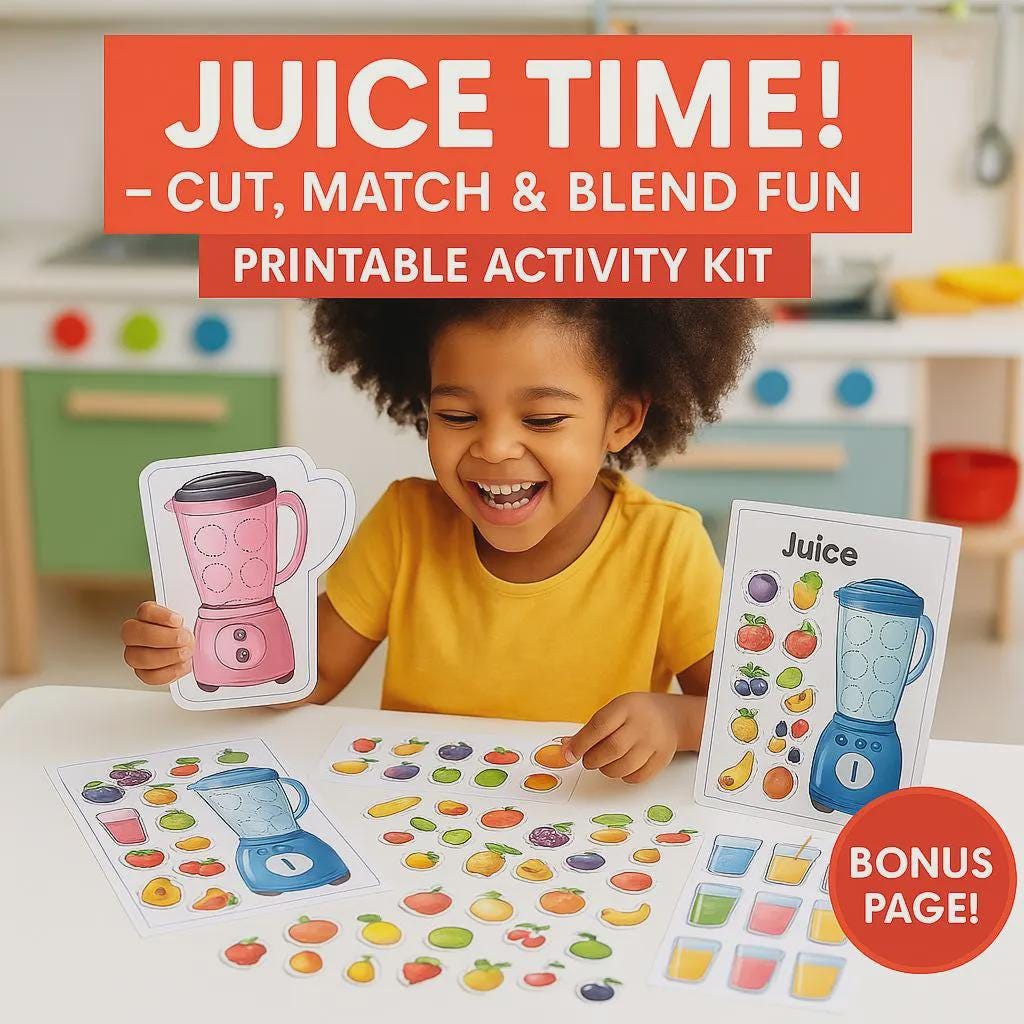 Juice Time! Printable Activity Kit: Cut, Match & Blend Fun - Etsy