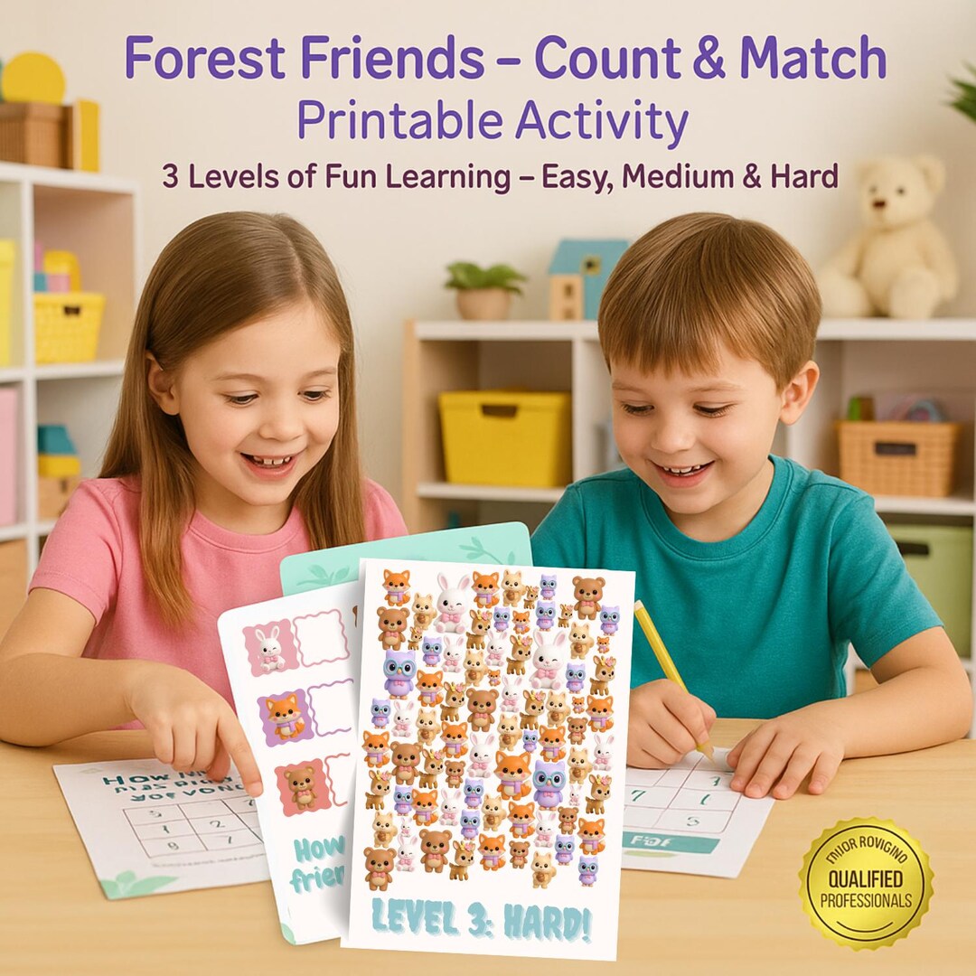 Forest Friends Counting Game: Count & Match Activity Kit (PDF) - Etsy