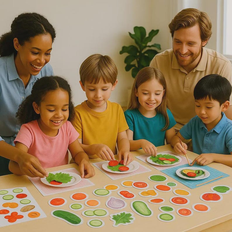 Salad Activity Kit – Printable Cut & Paste Veggie Worksheets PDF - Etsy