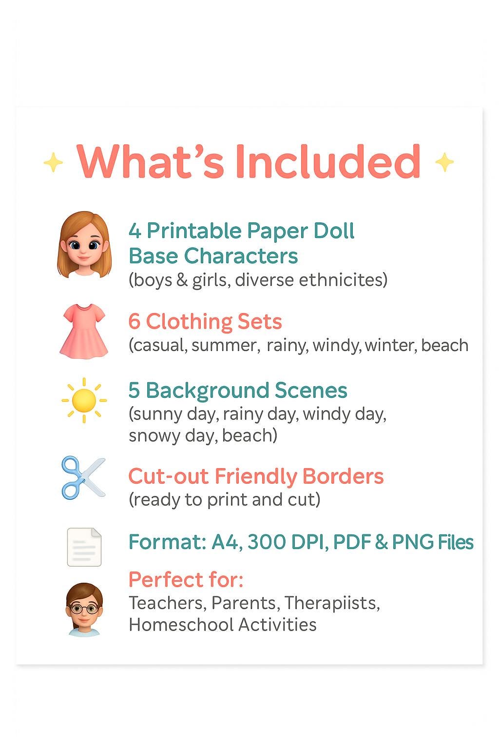 Paper Doll Weather Dress-up Kit – Printable Paper Dolls With Outfits ...