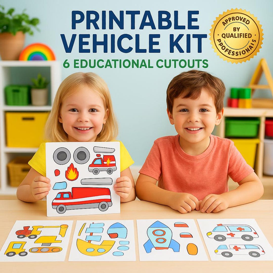 Printable Vehicle Cutouts: Educational Kids Crafts (PDF Download A4 ...