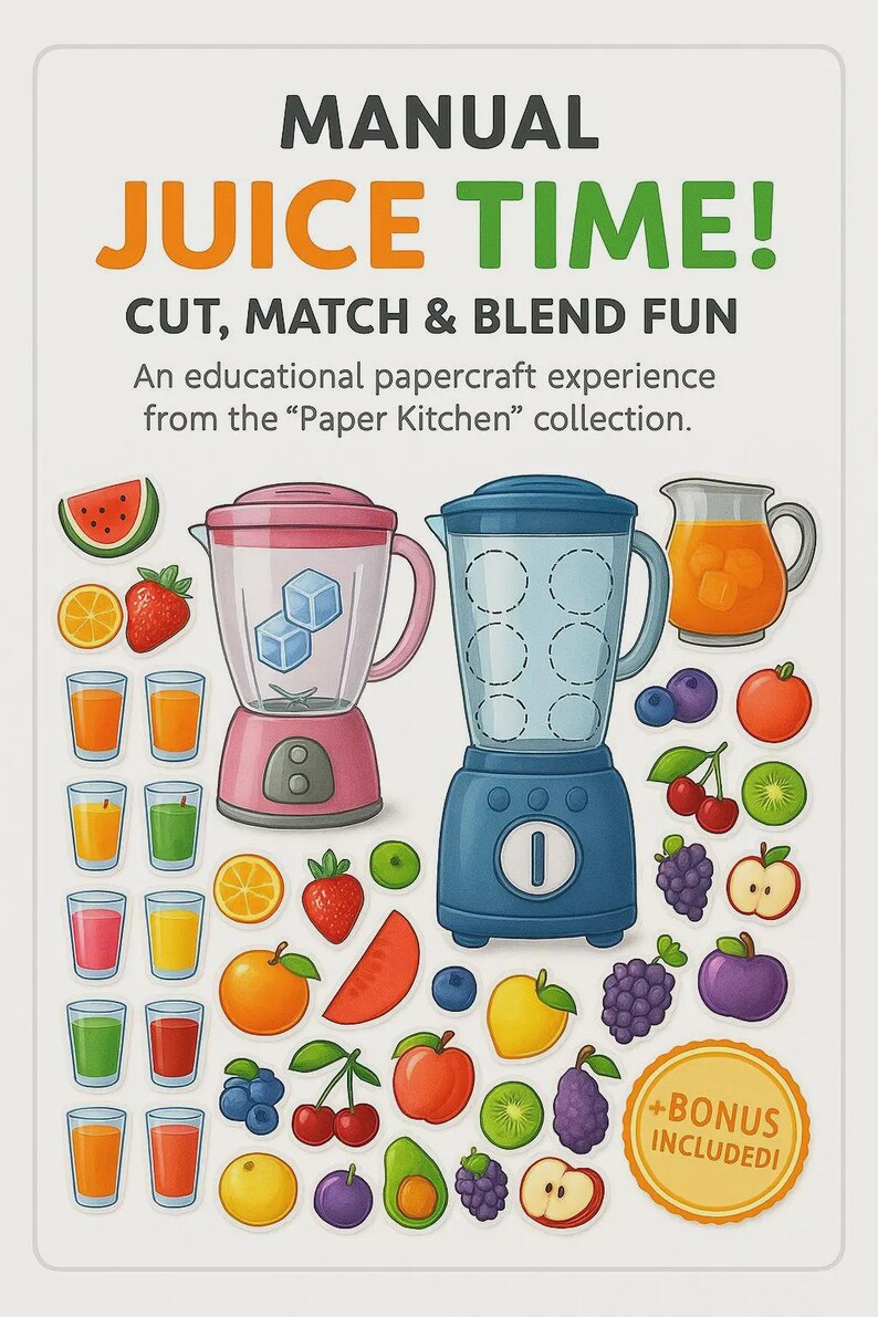 Juice Time! Printable Activity Kit: Cut, Match & Blend Fun - Etsy