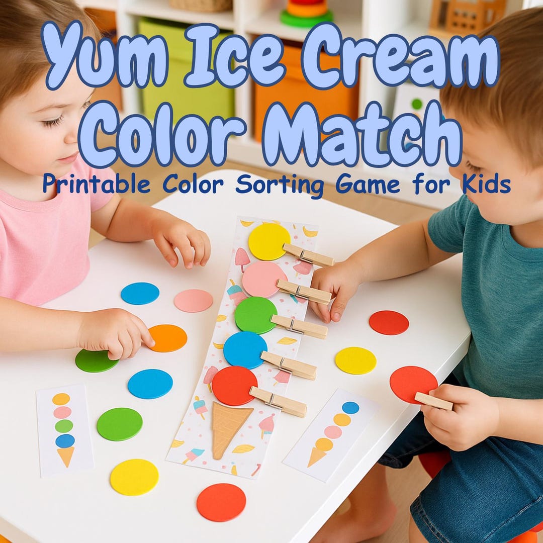 Yum Ice Cream Color Match – Printable Color Sorting and Fine Motor Game ...
