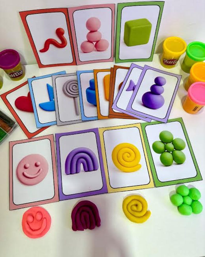 Playdough Shape Matching Cards: Fine Motor Activity Mats (PDF) - Etsy