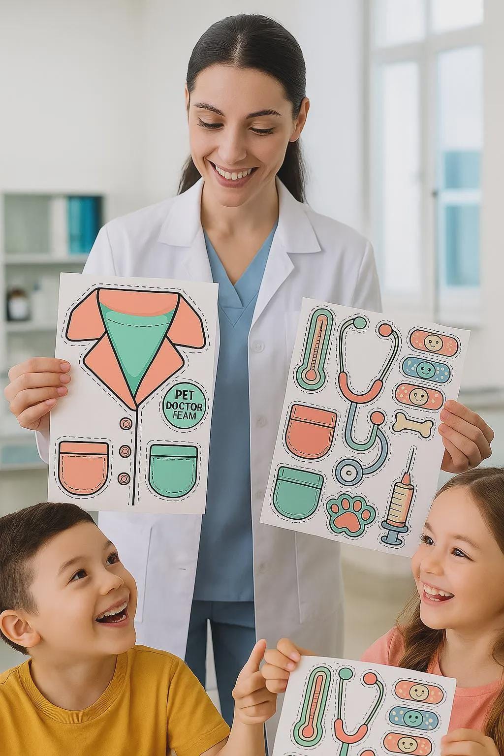 Printable Pet Vet Pretend Play Kit: Costume, Paper Dog & Medical Tools ...