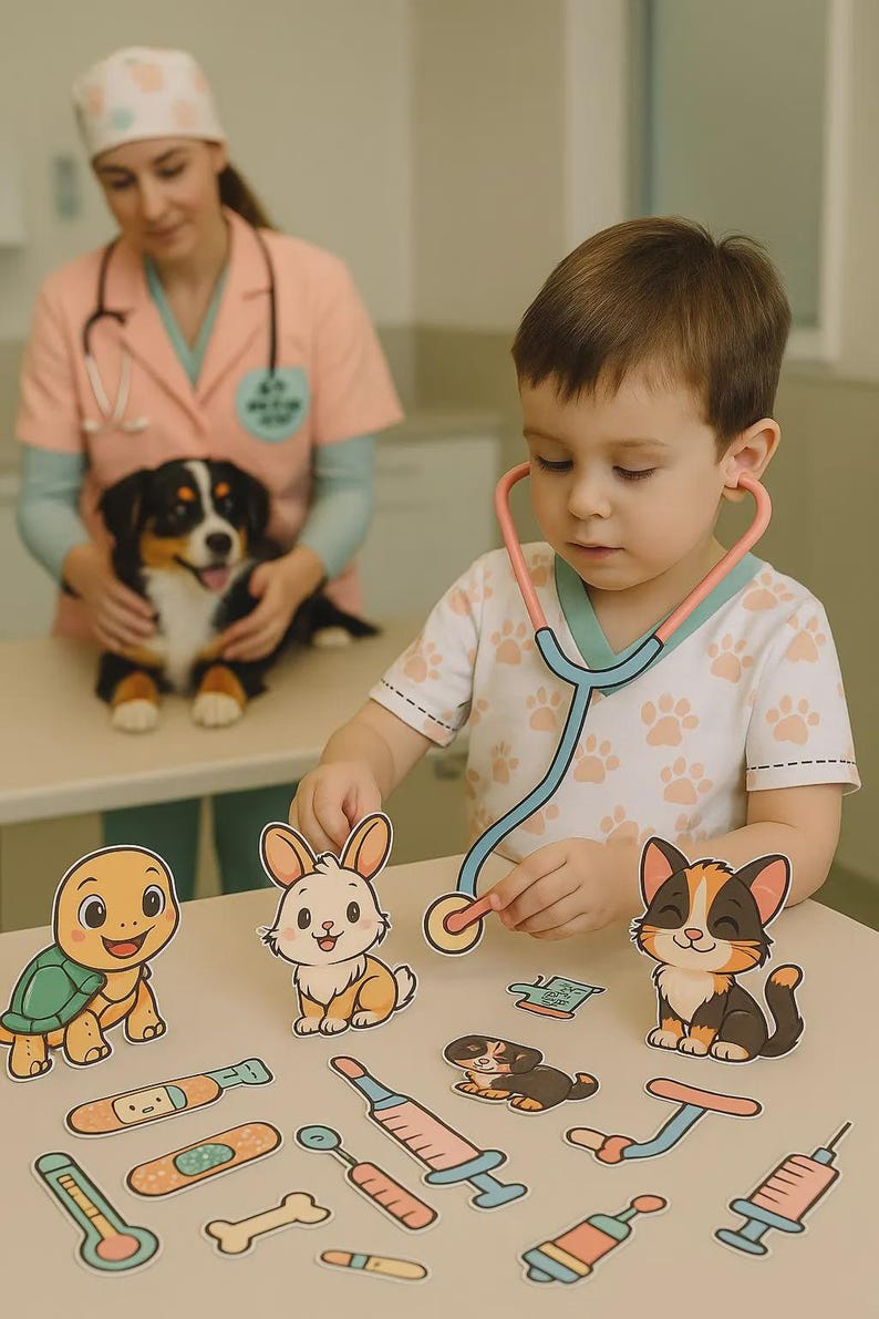 Printable Pet Vet Pretend Play Kit: Costume, Paper Dog & Medical Tools ...