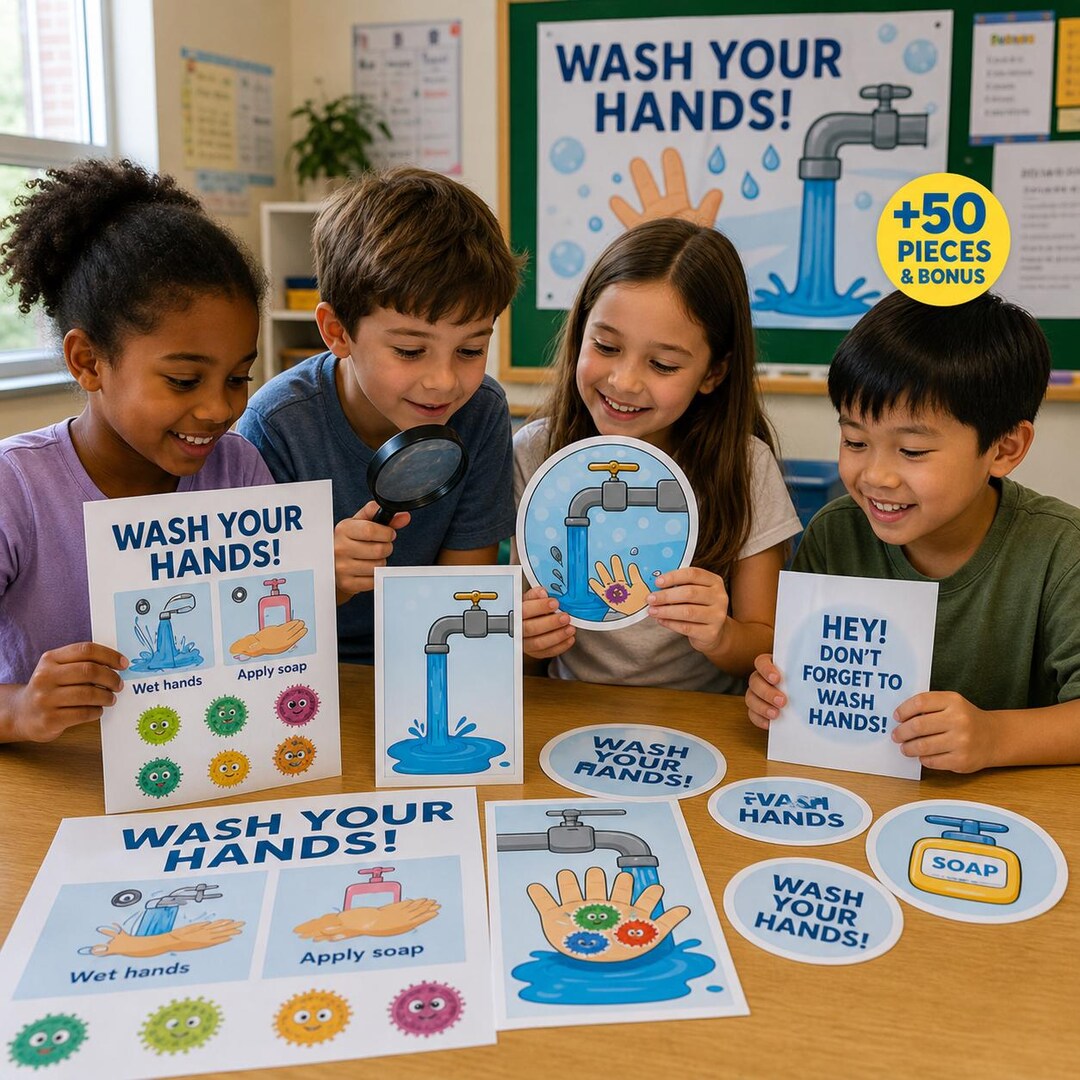 Handwashing Hygiene Kit: Germ Sort Game, Posters, Coloring Pages ...