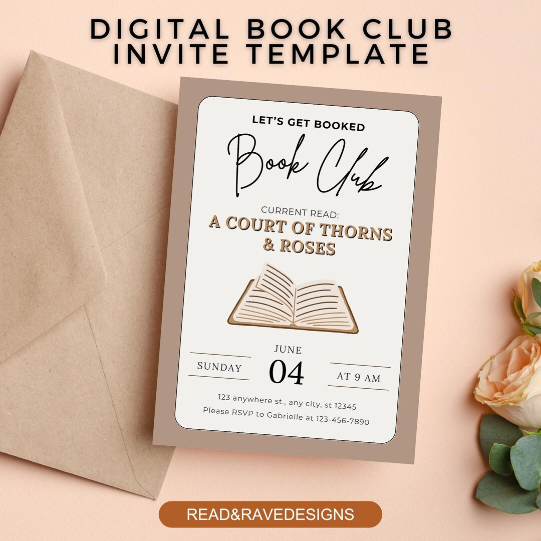 Book Club Invitation: Editable Canva Template (digital Download 5x7in ...