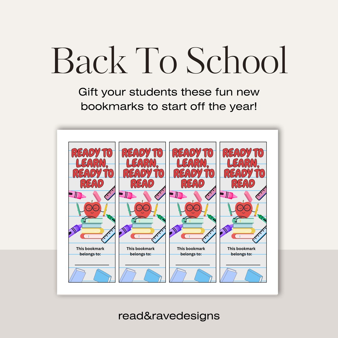 Back to School Printable Bookmarks – “ready to Learn, Ready to Read ...