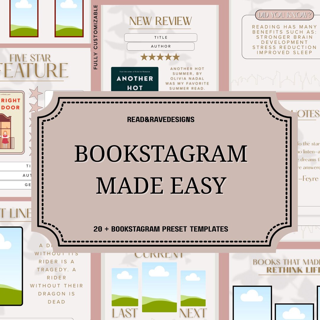 Minimalist Bookstagram Canva Templates: 20+ Customizable Posts (digital ...