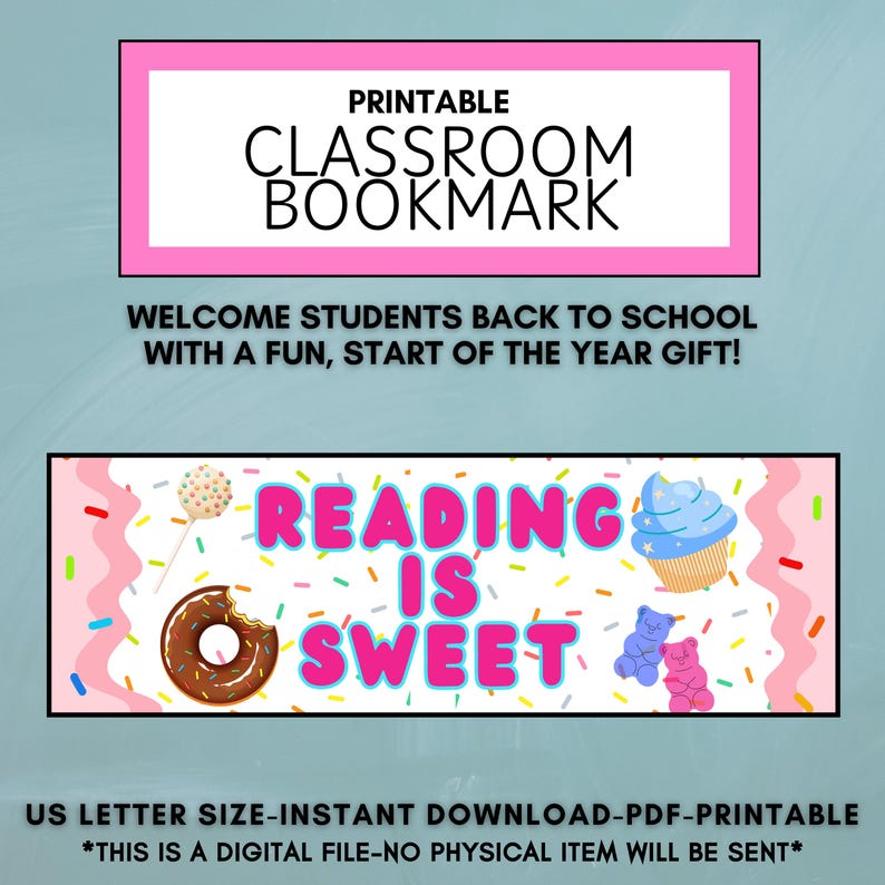 Dessert Bookmarks: Reading is Sweet - Printable Kids Bookmark (digital ...