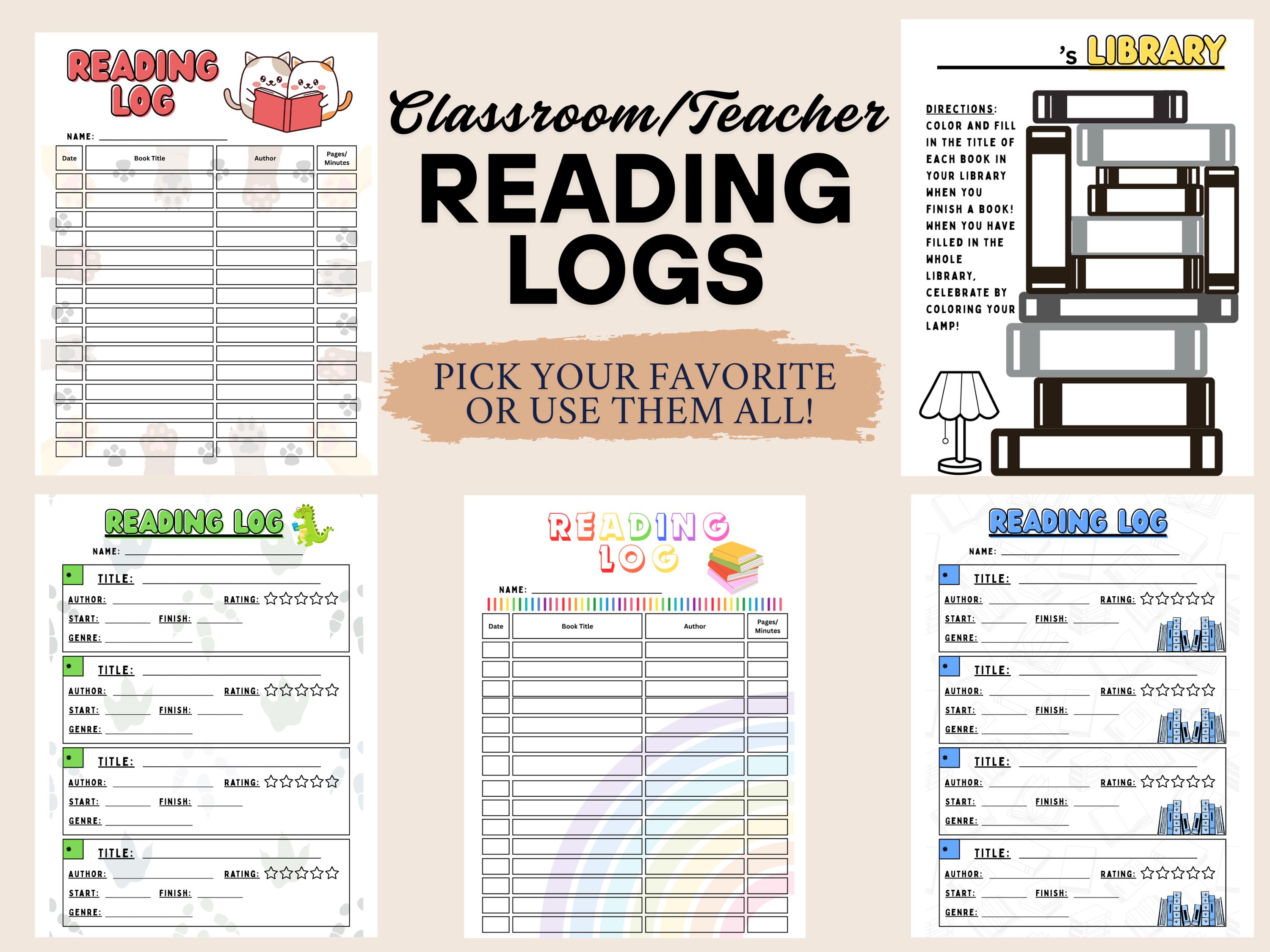 Themed Reading Log for Kids: Classroom Tracker, Printable PDF - Etsy