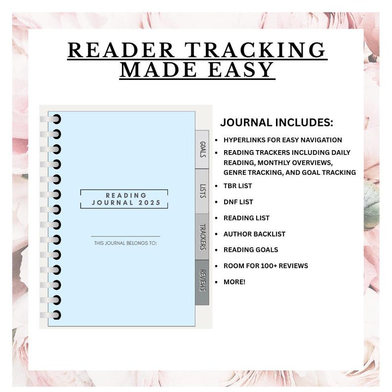 Digital Reading Journal: Hyperlinked Book Tracker, TBR Lists (ipad ...