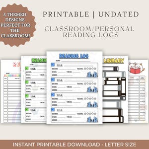 Themed Reading Log for Kids: Classroom Tracker, Printable PDF - Etsy