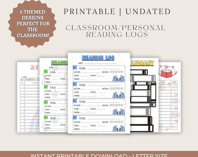 Themed Reading Log for Kids: Classroom Tracker, Printable PDF - Etsy