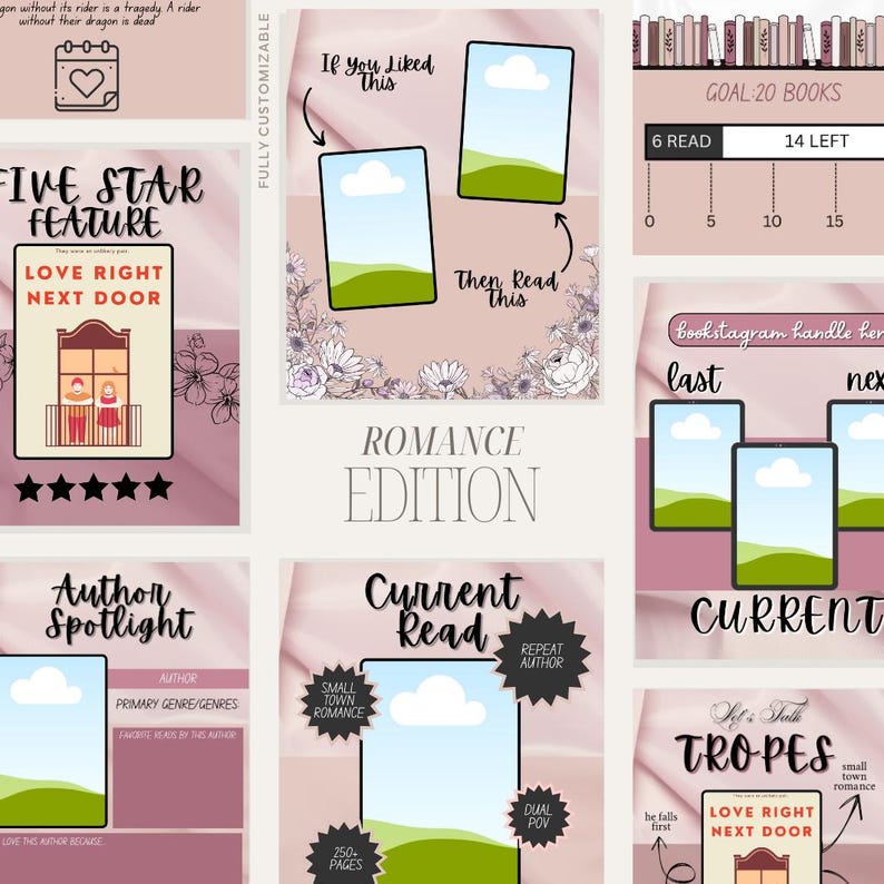 Romance Bookstagram Templates: Customizable Canva Designs (digital ...
