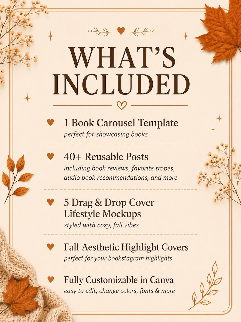 Fall Bookstagram Templates | Canva Posts (digital Download) - Etsy
