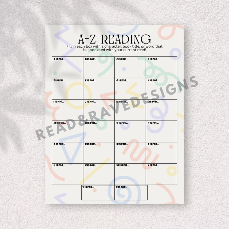 A-Z Reading Challenge Printable: Alphabet Book Tracker (digital ...