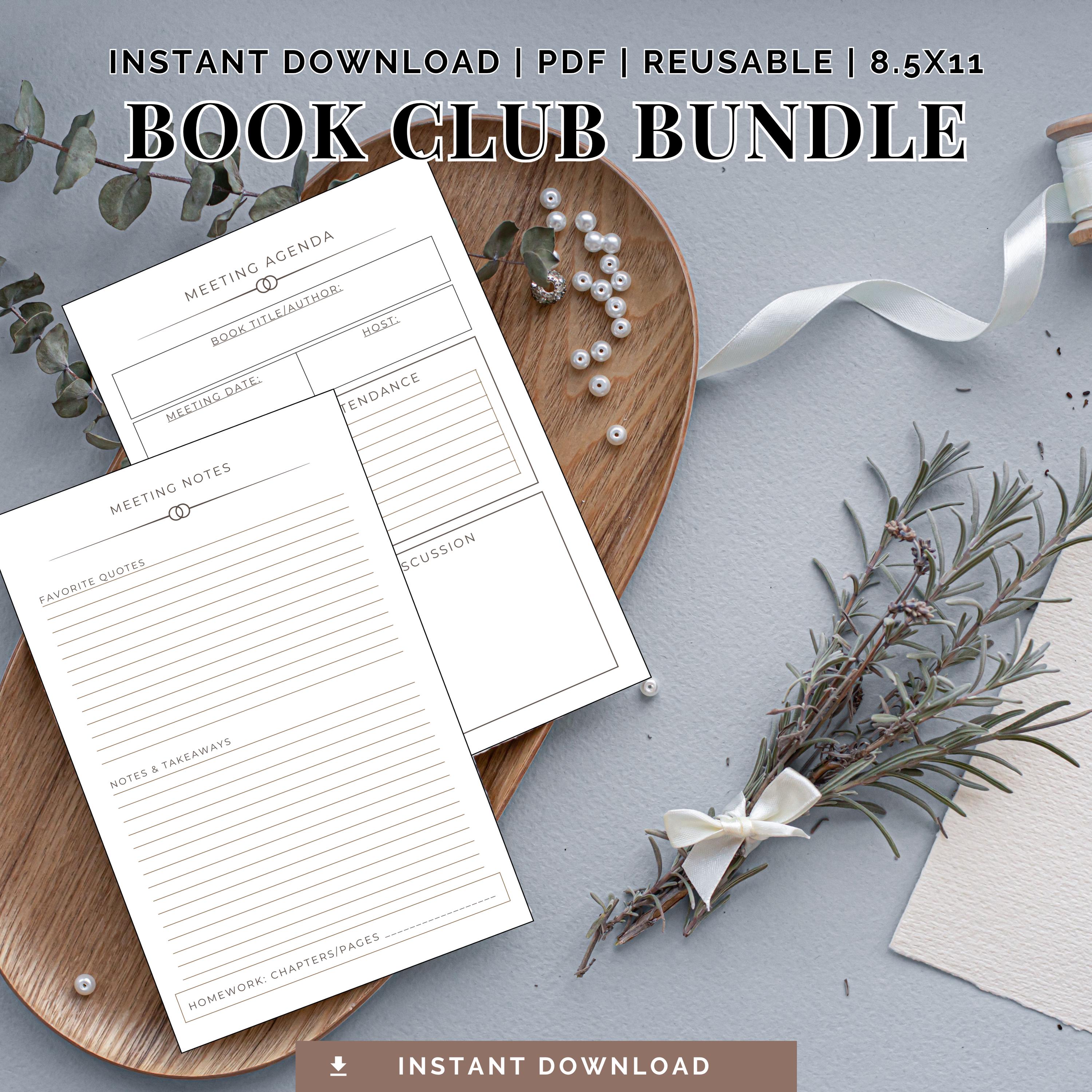 Book Club Meeting Agenda Printable | PDF Template for Reading Groups ...