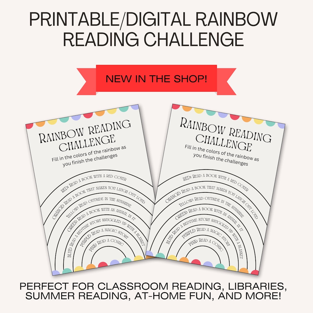 Rainbow Reading Challenge for Kids: Printable Summer Reading Tracker ...