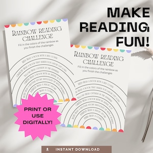 Rainbow Reading Challenge for Kids: Printable Summer Reading Tracker ...