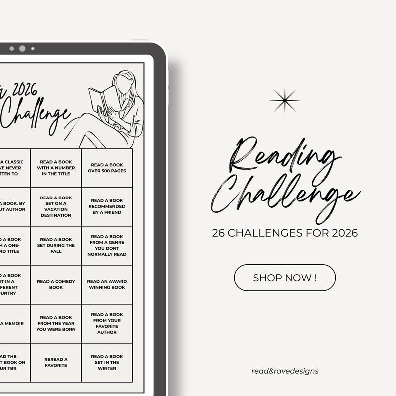 2026 Reading Challenge – 26 Book Prompts (printable PDF) - Etsy