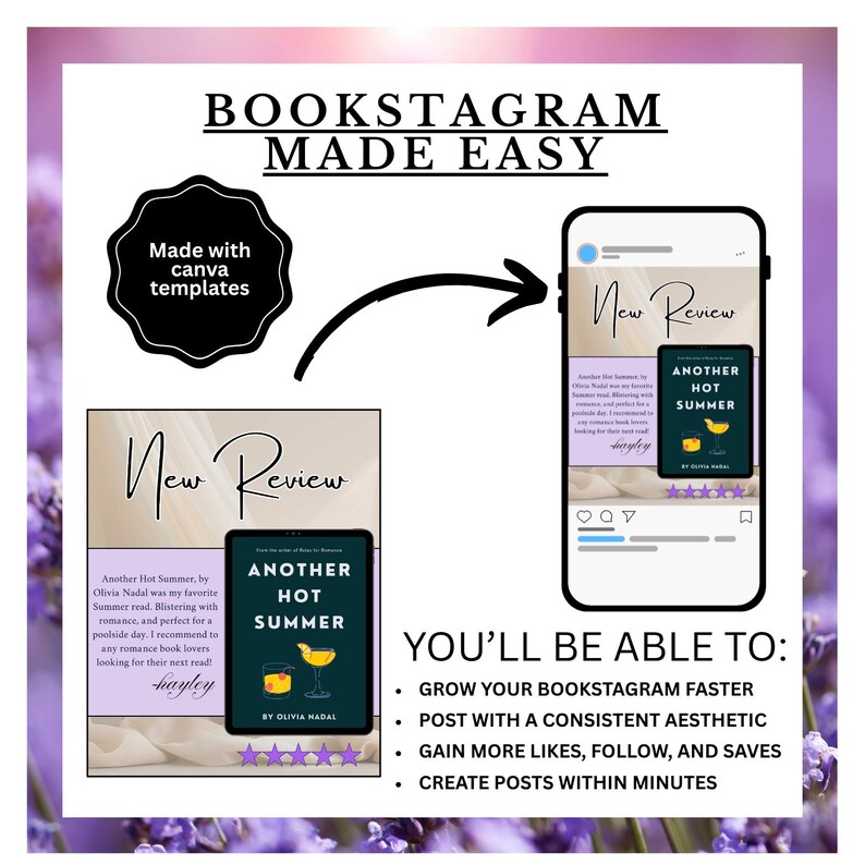 Purple Bookstagram Template | Canva Social Media Pack (digital Download) - Etsy Australia