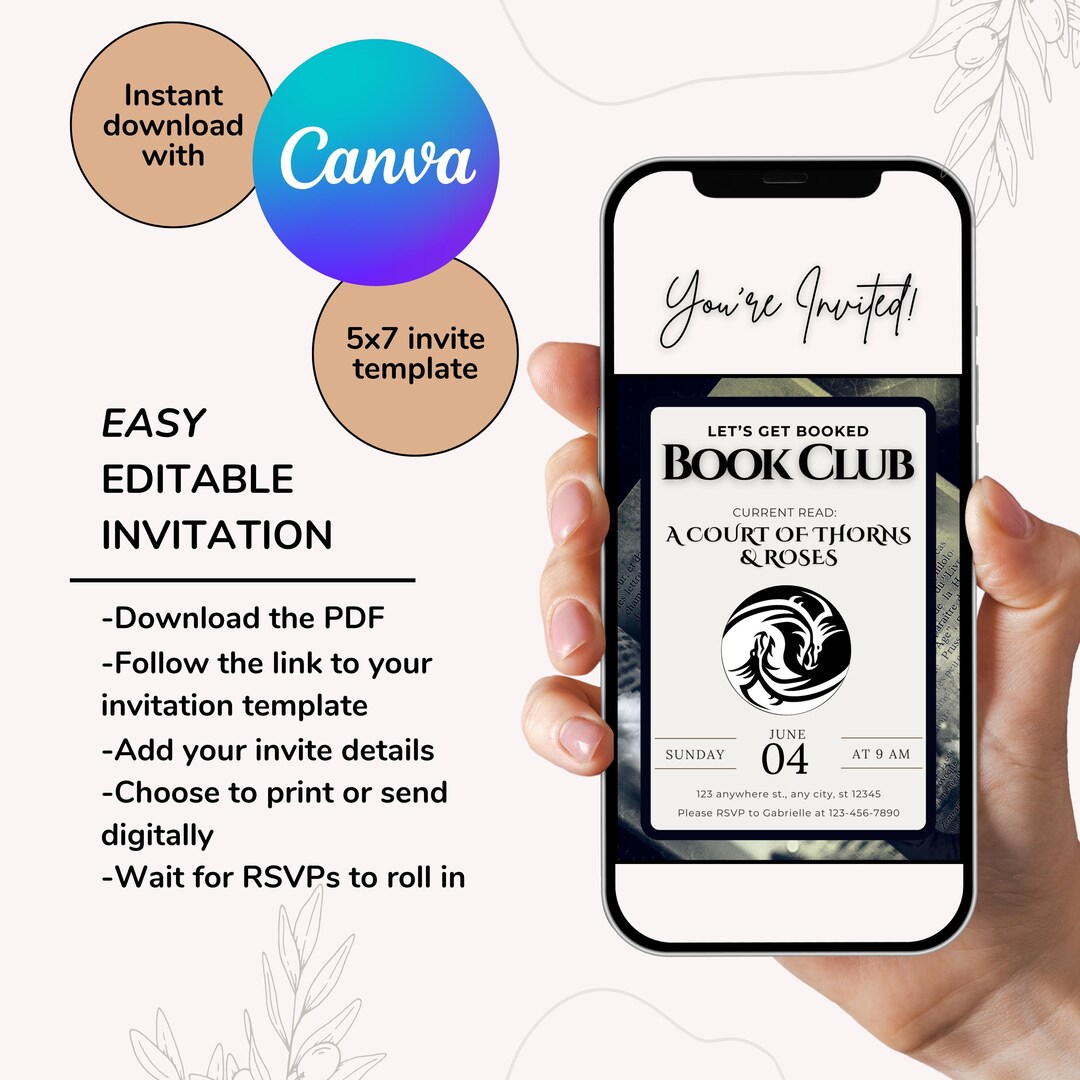 Dark Fantasy Book Club Invitation: Gothic Canva Template (digital ...