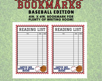 Baseball Reading Log Bookmark: Printable Tracker for Kids (PDF Download ...
