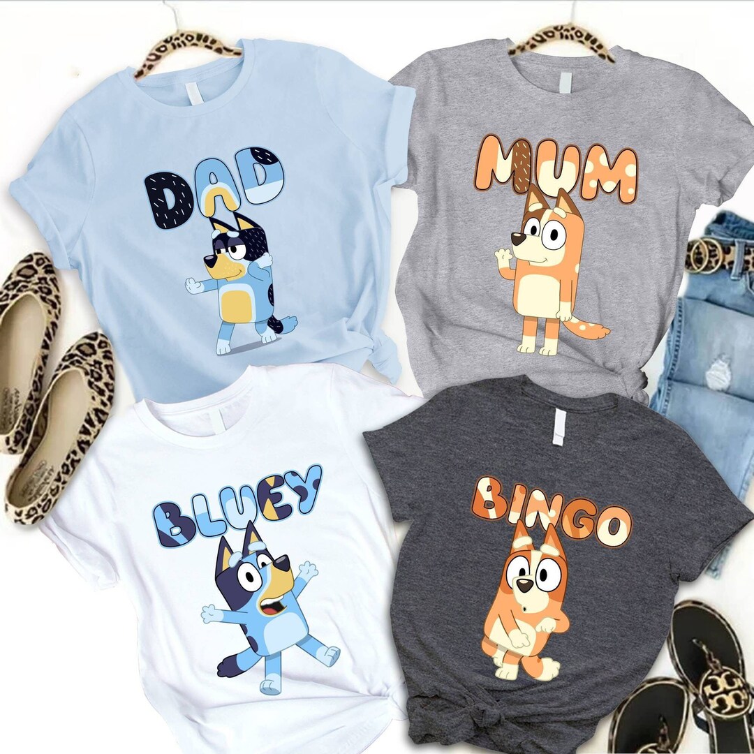 Retro Bluey Family Shirts Family Matching Shirts Bandit Heeler Shirt ...