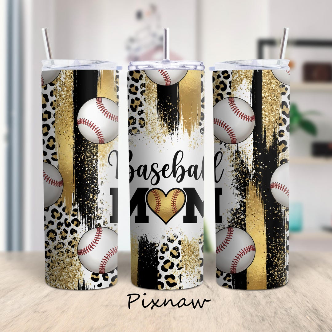 Baseball Mom Tumbler Wrap PNG 20oz Skinny Sublimation Leopard Print ...