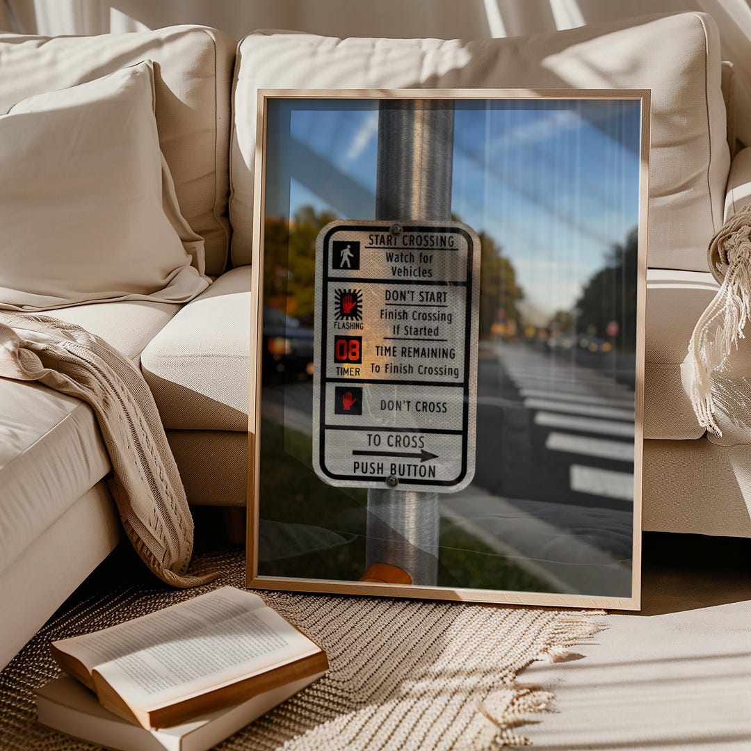 Signs - Urban Crosswalk Sign Print – Digital Street Photography Poster ...