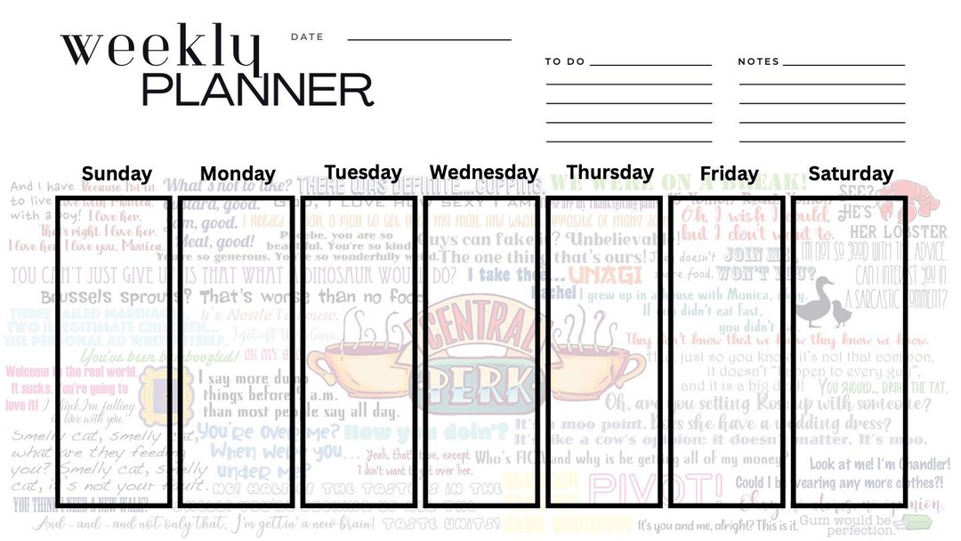 Friends Printable Weekly Planner - Etsy