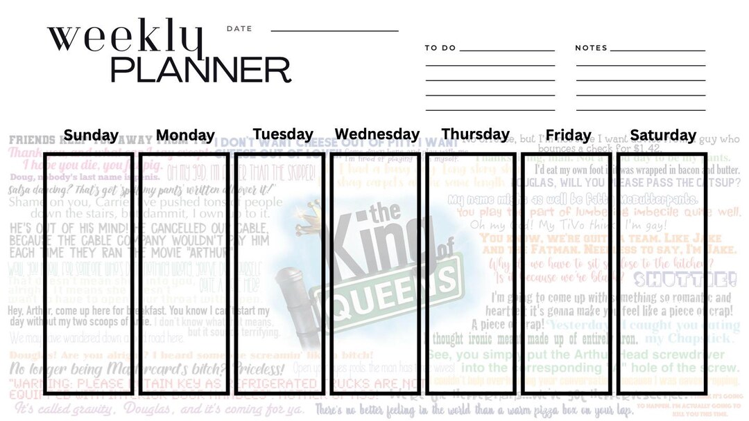 The King of Queens Printable Weekly Planner - Etsy