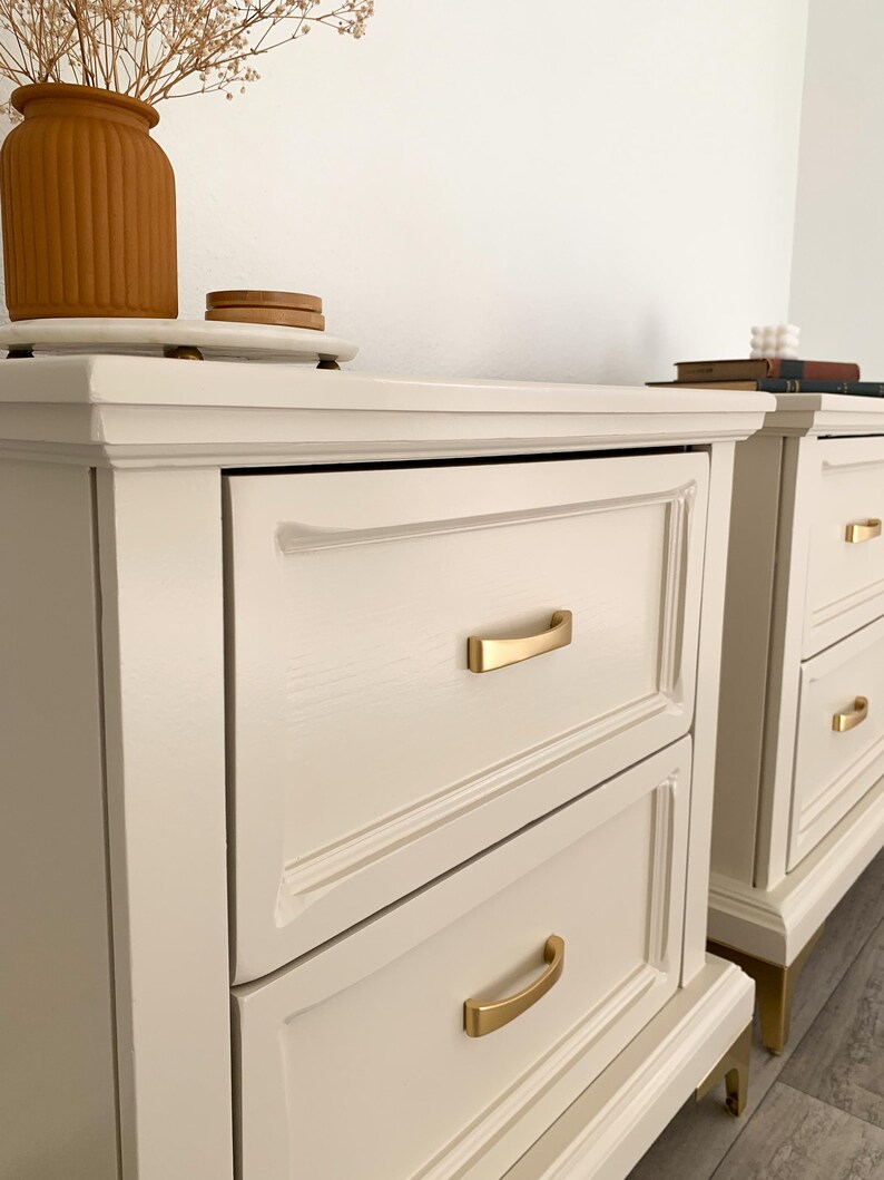 SOLD!! Beige Solid Wood Nightstands Pair - Etsy